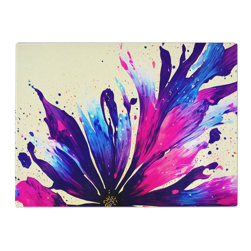 Metro Lane Flower Paint Splash Vol.8 Abstract Glass Chopping Board | Wayfair.co.uk